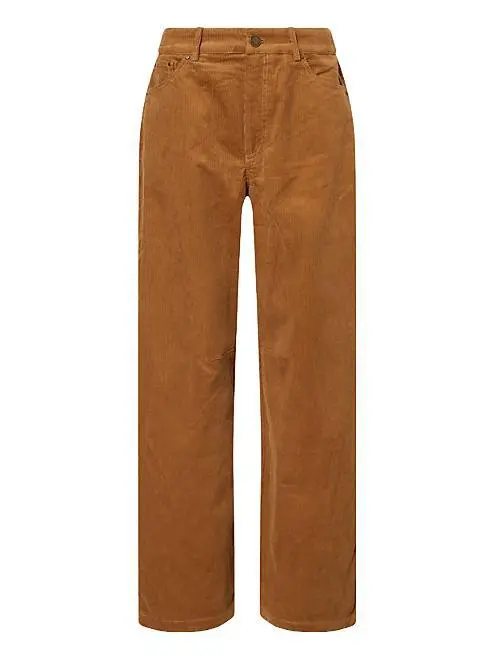 THE COUTURE CLUB Corduroy Straight-leg Cotton Trousers - Tan