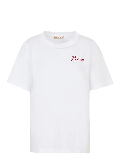 Marni Flocked Logo Regular-fit Cotton T-shirt - Low01