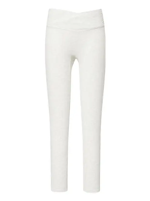 THE COUTURE CLUB Sculpt Crossover-waistband Stretch-cotton Leggings - Grey Marl