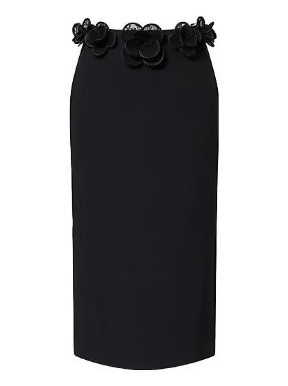 David Koma Floral-embroidered Woven Midi Skirt - Black