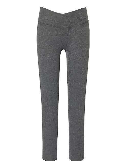 THE COUTURE CLUB Sculpt Crossover-waistband Stretch-cotton Leggings - Charcoal