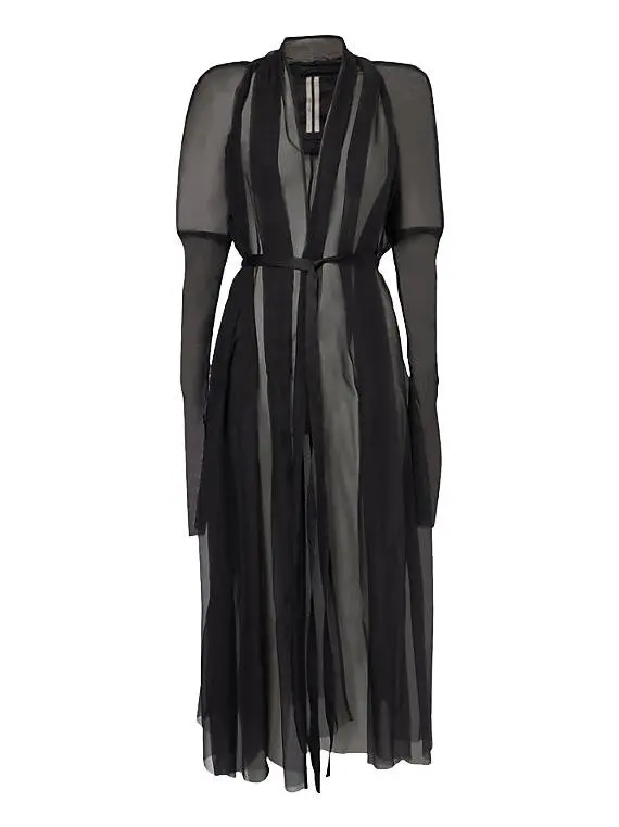 Rick Owens Metro Belted Silk Coat - Black
