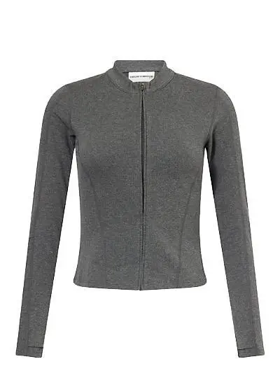THE COUTURE CLUB Stretch-cotton Long-sleeve Top - Charcoal