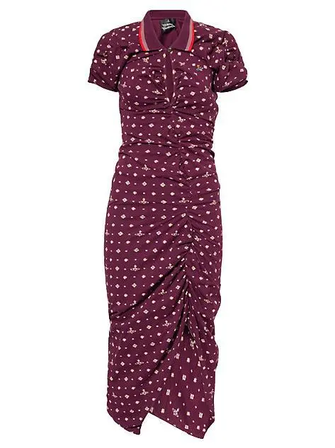 VIVIENNE WESTWOOD Pulling Cotton Midi Dress - Ikat Burgundy