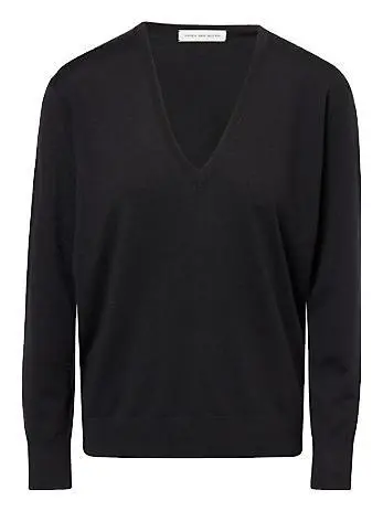 Dries Van Noten Relaxed V-neck Merino Wool Jumper - Black