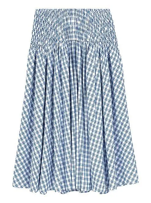 Maje Checked Rhinestone-embellished Cotton Maxi Skirt - Blue Check Print