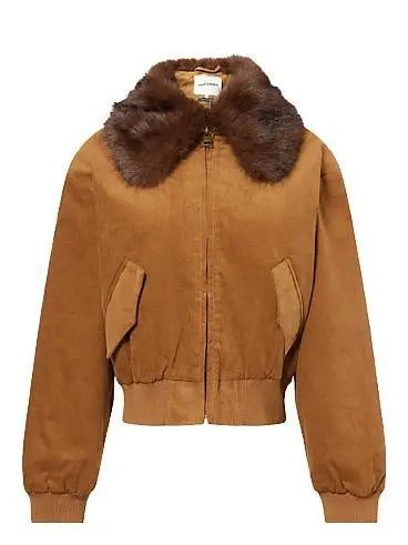 THE COUTURE CLUB Corduroy Jacket With Faux-fur Trim - Tan