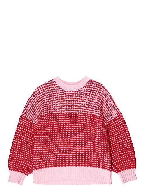 RO&ZO Knitted Wool-blend Jumper With Contrast Stitching - Red