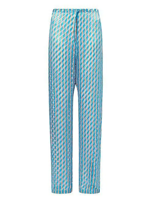 Dries Van Noten Striped Silk-blend Trousers - Turquoise