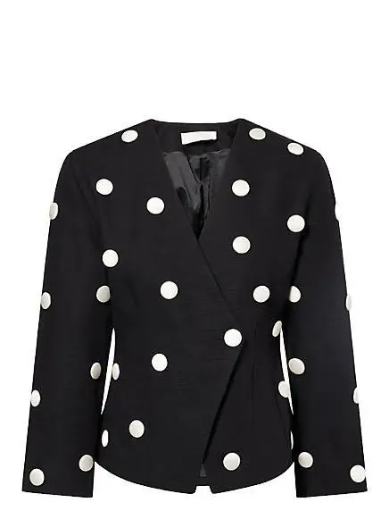 DESTREE Aloise Polkadot Cotton Blazer - Black And White