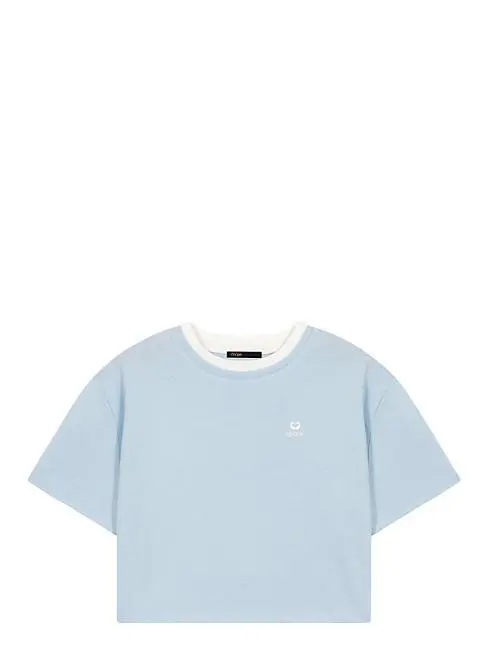 Maje Logo-embroidered Layered-effect Cotton T-shirt - Blue Sky