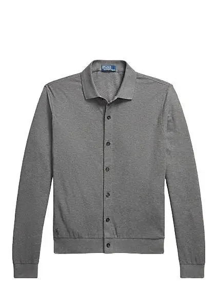 Polo Ralph Lauren Brand-embroidered Honeycomb-mesh Cotton Cardigan - Grey Htr
