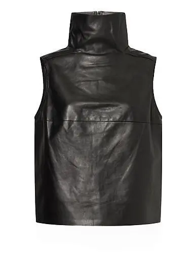 Rick Owens High-neck Sleeveless Leather Top - Black