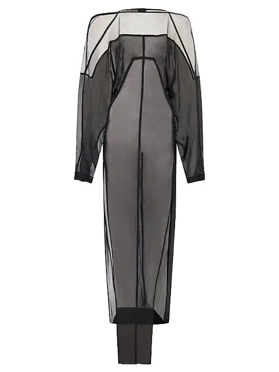 Rick Owens Collage Long-sleeve Mesh Gown - Black