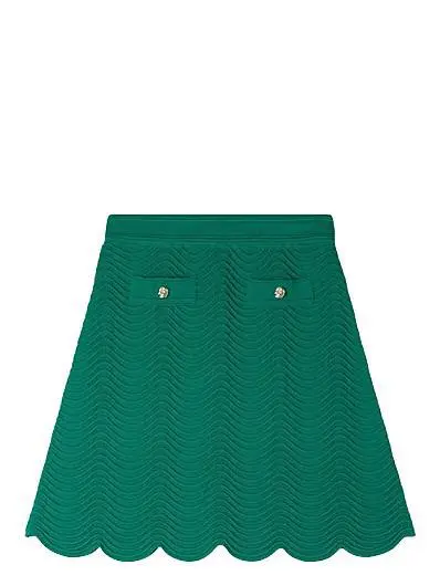 Sandro Scalloped-hem Knitted Mini Skirt - Emeuraude Green