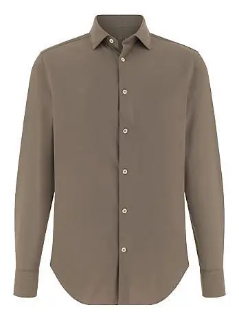 Boggi Milano Slim-fit Regular-fit Stretch-twill Shirt - Mud