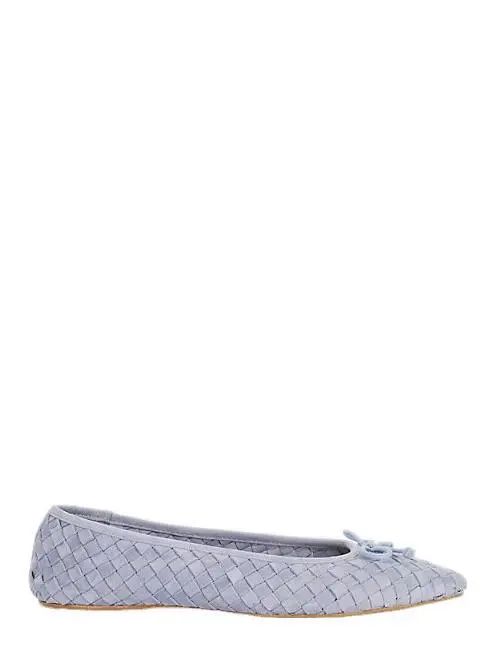 DUNE Woven Suede Ballet Flats - Blue Suede
