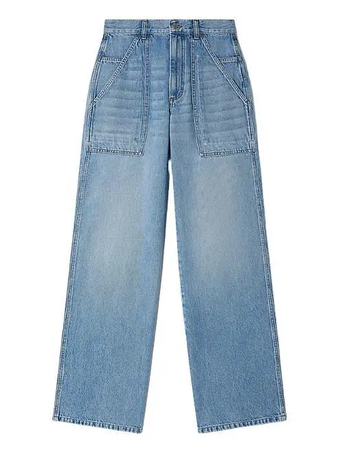 Sandro Wide-leg High-rise Faded Denim Jeans - Blue Jean