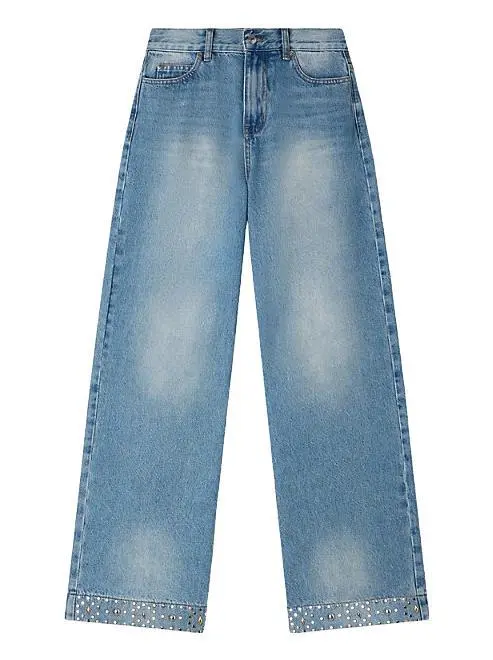 Sandro Rhinestone-embellished Straight-leg Denim Jeans - Blue Jean
