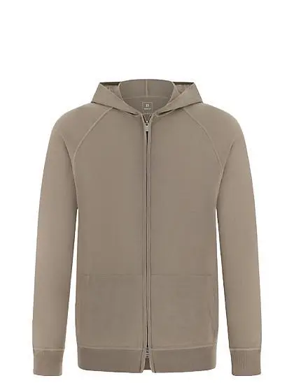 Boggi Milano Superfine Full-zip Wool Hoody - Taupe