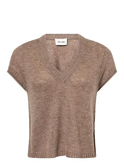 ME+EM V-neck Wool, Cashmere And Silk Top - Hazelnut