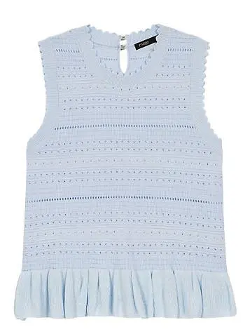 Maje Openwork Knit Top - Blue Sky