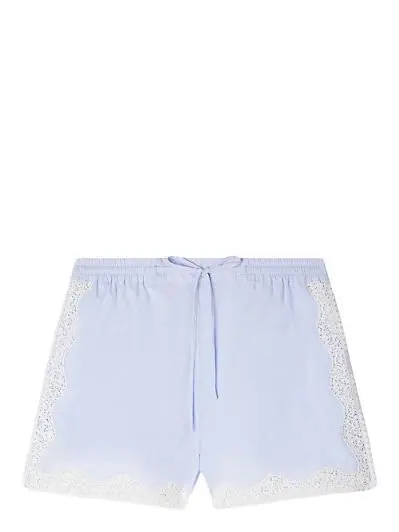 Sandro Lace-trim Cotton Shorts - Sky Blue