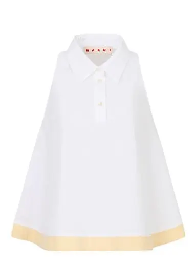 Marni Sleeveless Cotton-poplin Polo Top - 00w01