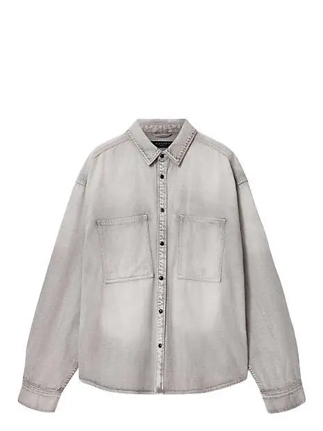 ALLSAINTS Al Faded Denim Shirt - Light Grey