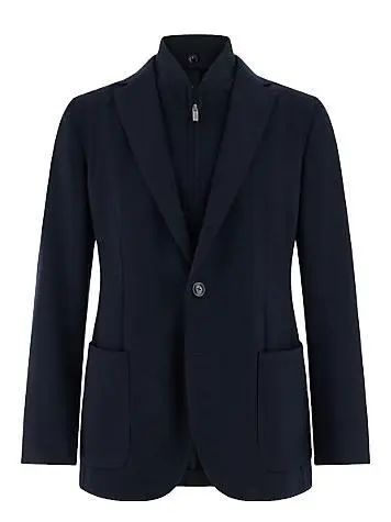 Boggi Milano Regular-fit Wool-blend Jacket With Detachable Bib - Navy Blue