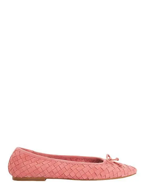 DUNE Suede Woven Ballet Flats - Red Suede