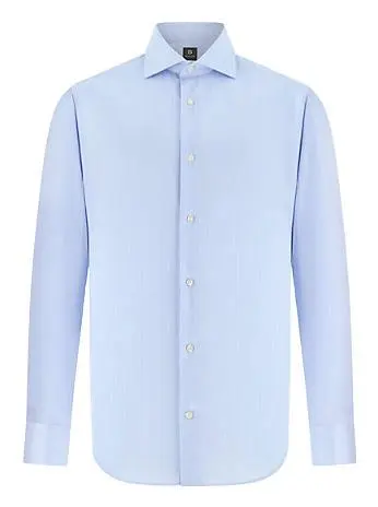 Boggi Milano Slim-fit Striped Cotton-twill Shirt - Light Blue