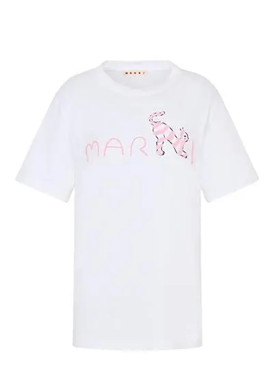 Marni Animal Alphabet Flocked Logo Cotton T-shirt - Low01