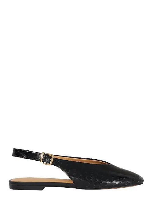 DUNE Honora Reptile-print Leather Slingbacks - Black Rept Print Leather