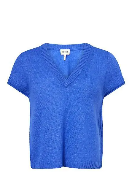 ME+EM V-neck Cap-sleeve Top - Deep Blue