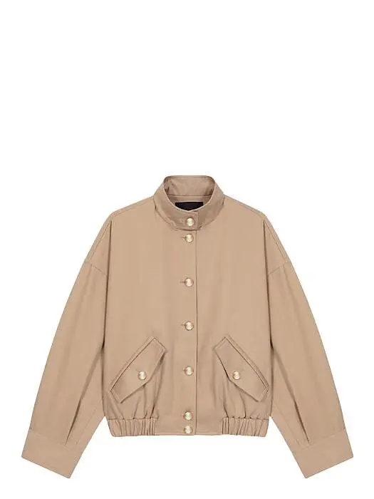 Maje Relaxed-fit Cotton Bomber Jacket - Mastic Beige