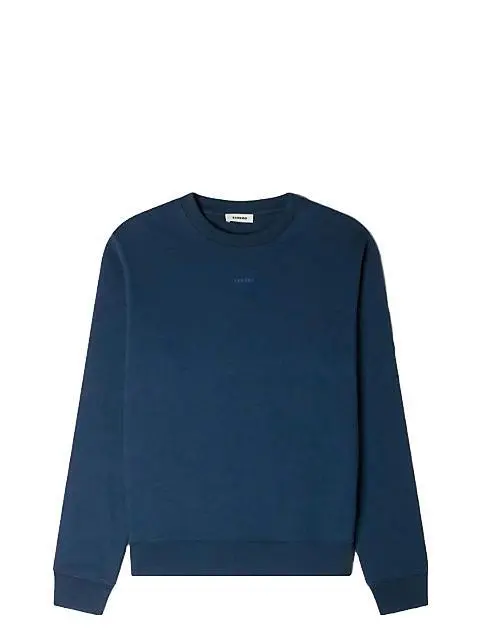 Sandro Crewneck Cotton-jersey Sweatshirt - Navy Blue