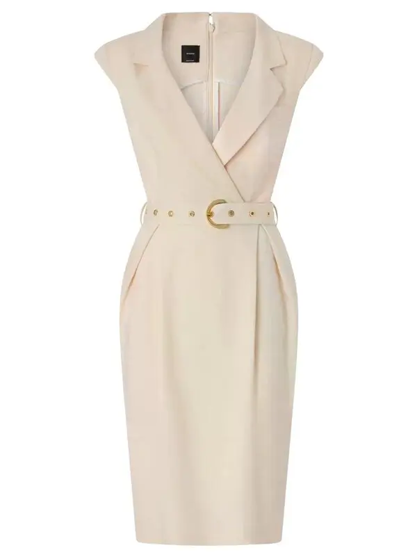 Pinko Belted Collared Dress - Neutrals