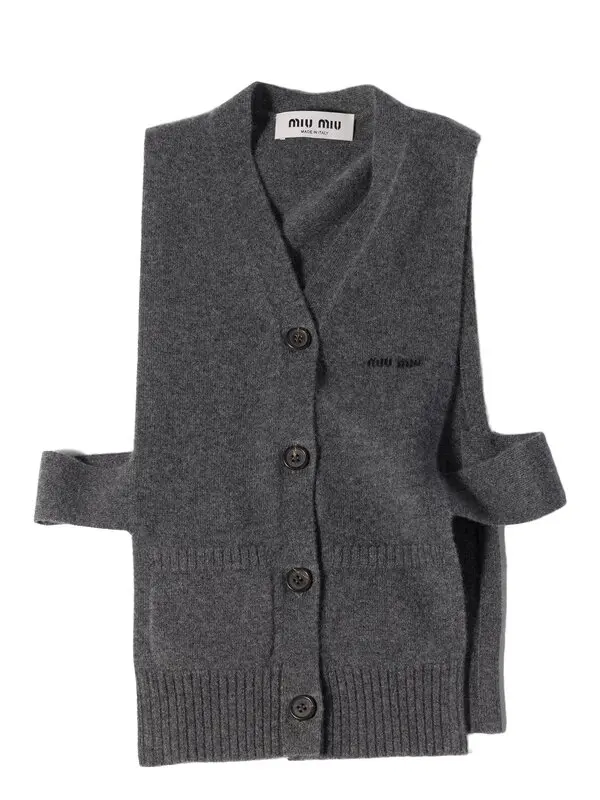 Miu Miu Cashmere Cardigan Vest - Slate Gray