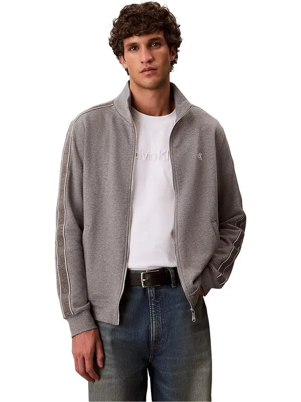 Calvin Klein Logo Tape Terry Jacket - Grey Heather