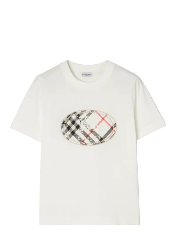 Burberry Check Knight Stamp Cotton T-shirt - Chalk White