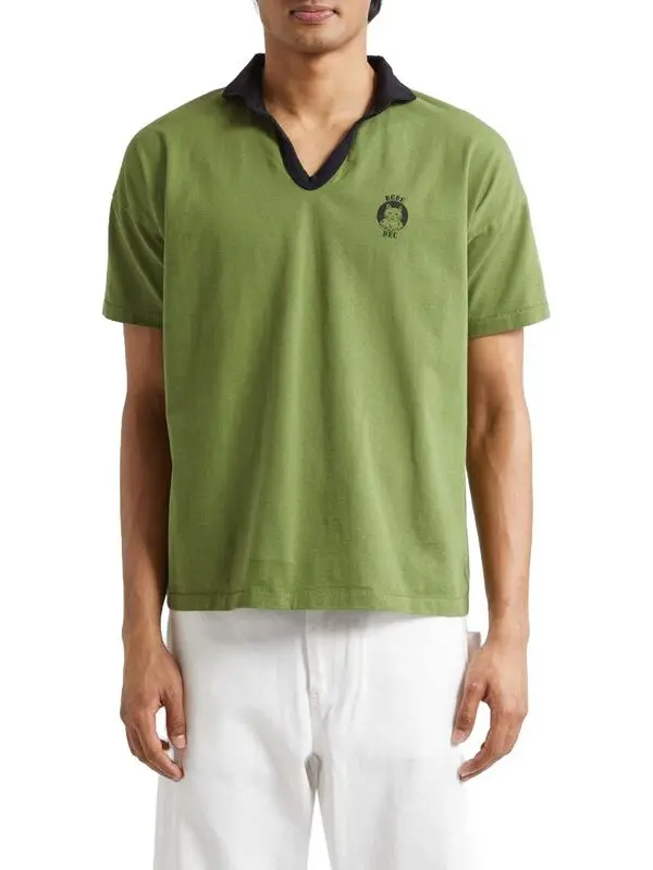 BODE Cat Patch Cotton Polo - Green