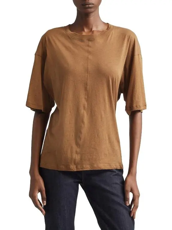 Saint Laurent Oversize Cotton T-shirt - Caramel