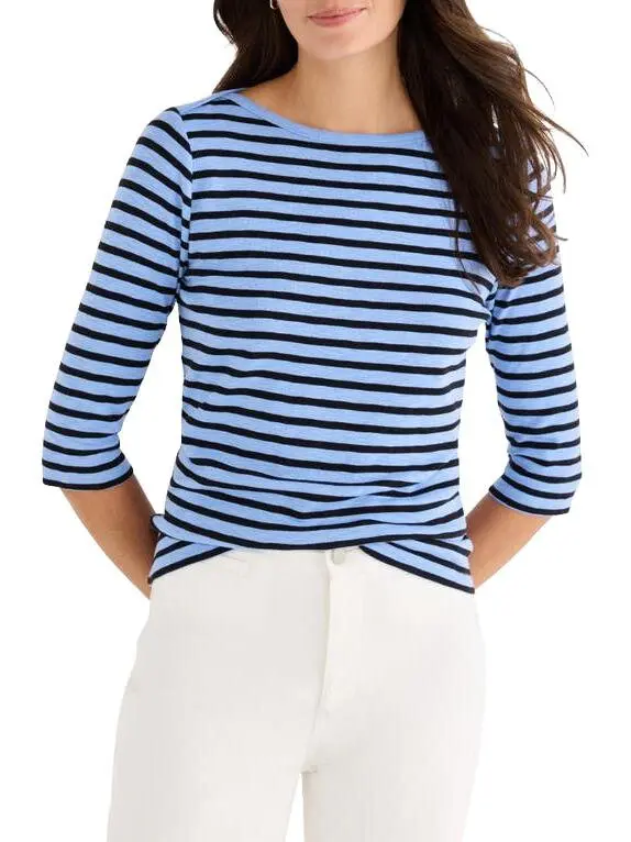 NIC+ZOE Striped Boat Neck T-shirt - Blue Multi