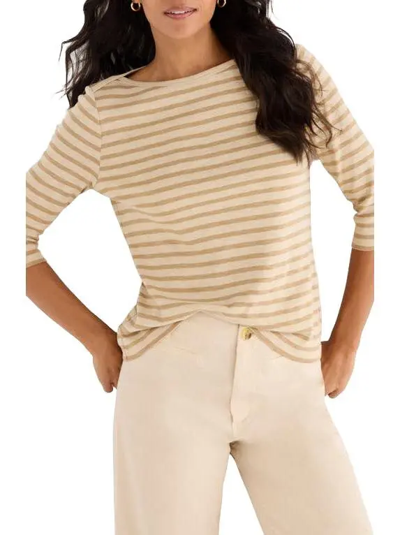NIC+ZOE Striped Boat Neck T-shirt - Neutral Multi