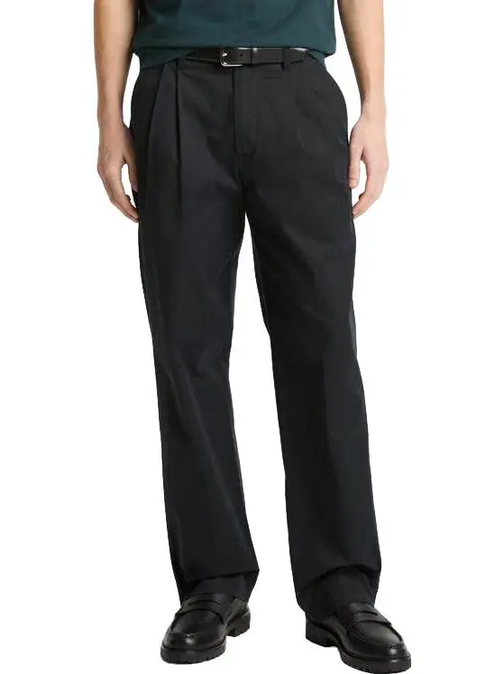 Vince Louie Pleated Stretch Cotton Pants - Black