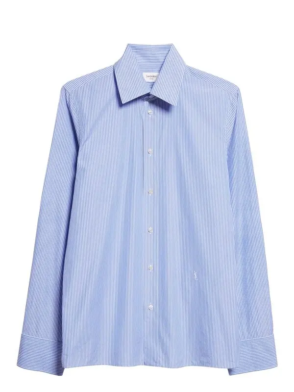 Saint Laurent Stripe Cotton Poplin Shirt - Bleu/blanc