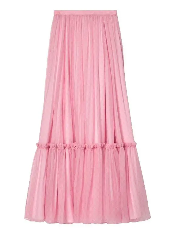 Gucci Printed Silk Chiffon Long Skirt - Pink