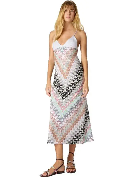 Missoni Sleeveless V-neck Maxi Dress With Contrasting Top - Multicoloured