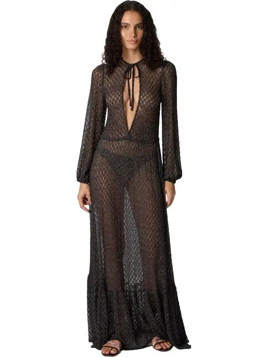 Missoni Long Cover-up Dress With Spiderweb Motif - Brown